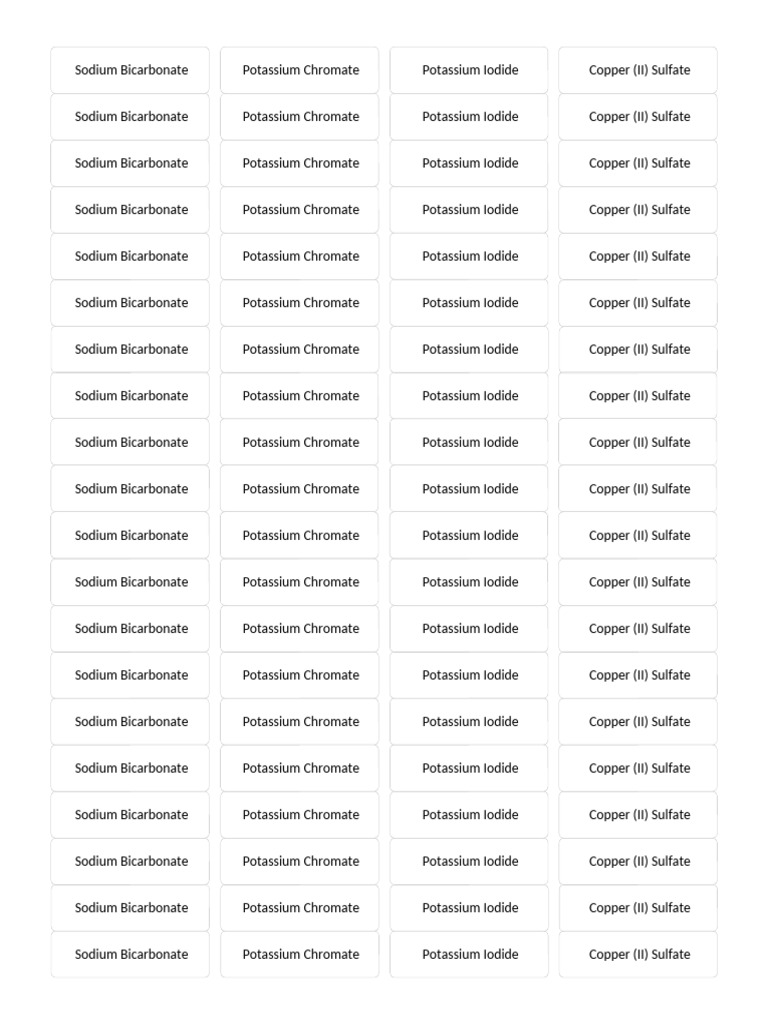 Precipitate Lab Labels 2 | PDF