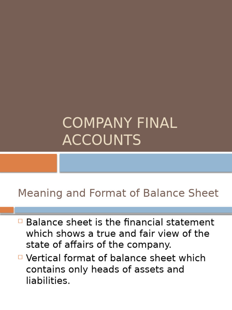 Company Final Accounts | PDF