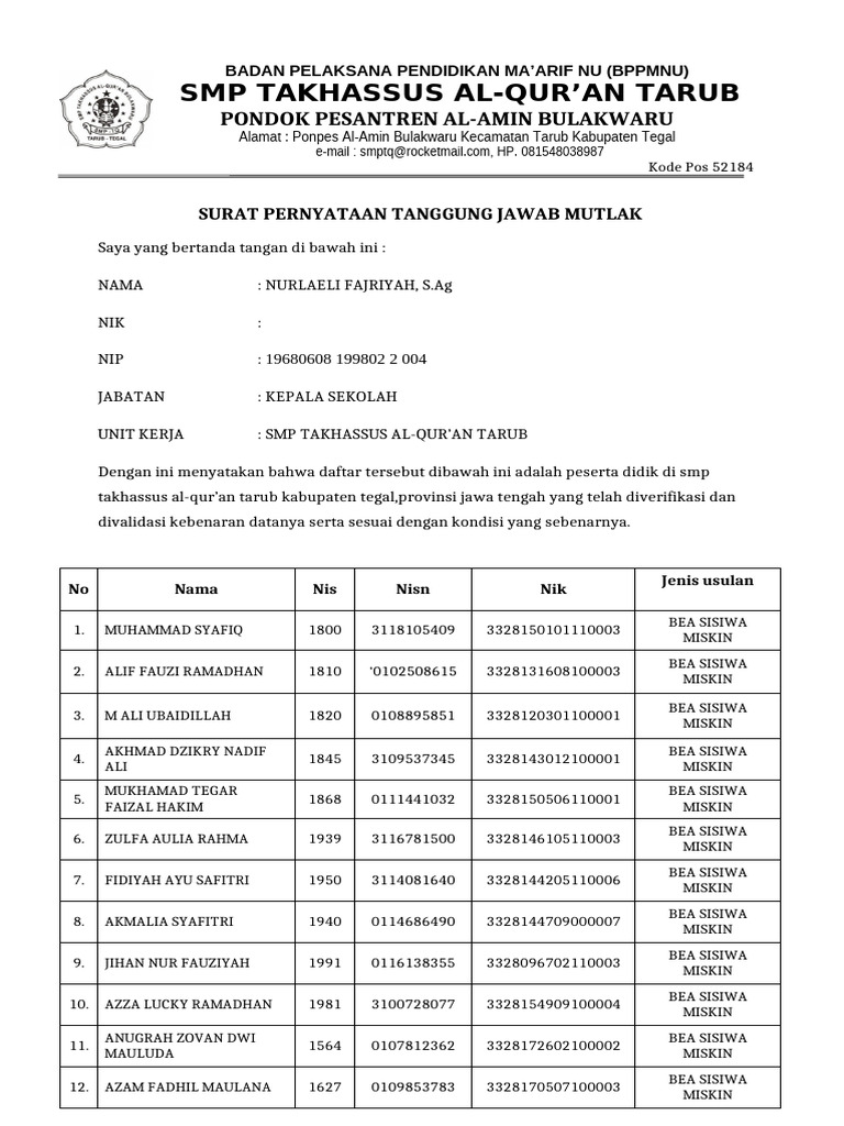 SPTJM SMP Takhassus 2024 | PDF