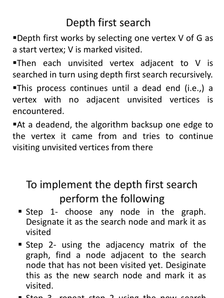 Depth First Search Pdf