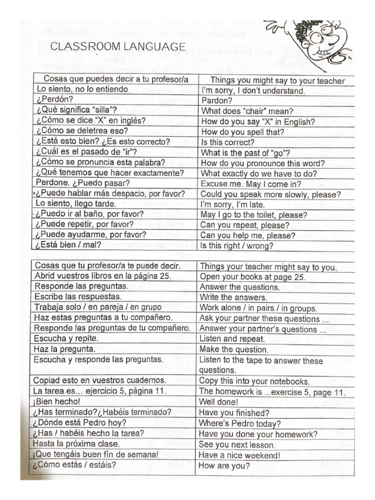 Classroom Language | PDF