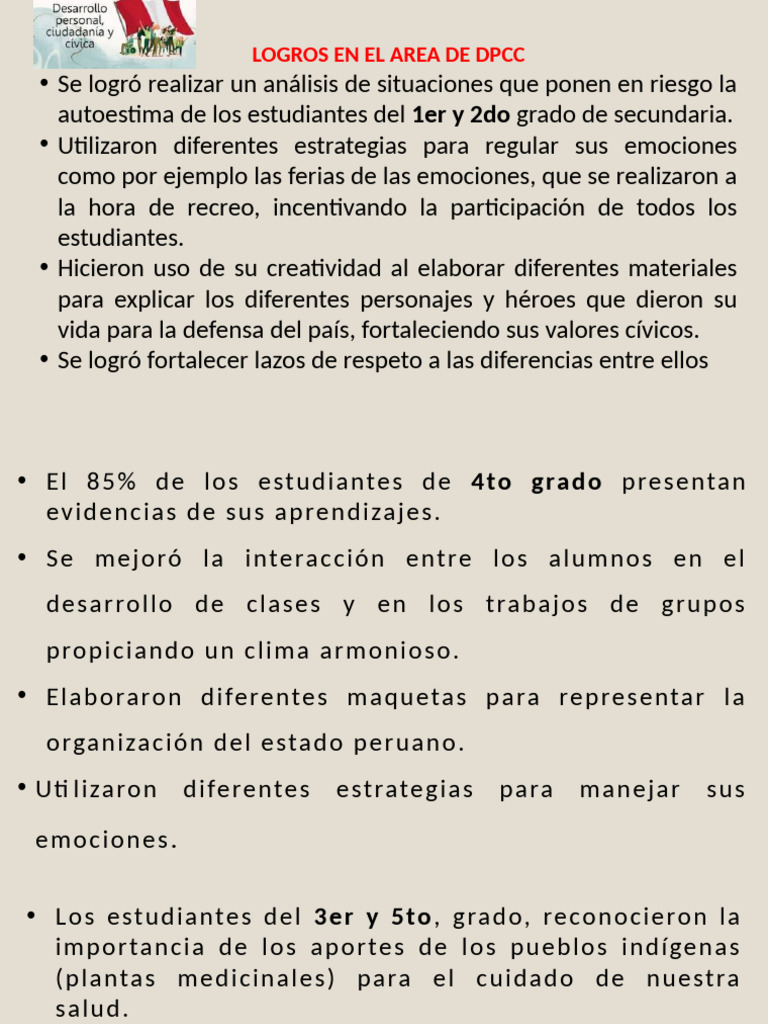 Presentación de Los Logros DPCC | PDF