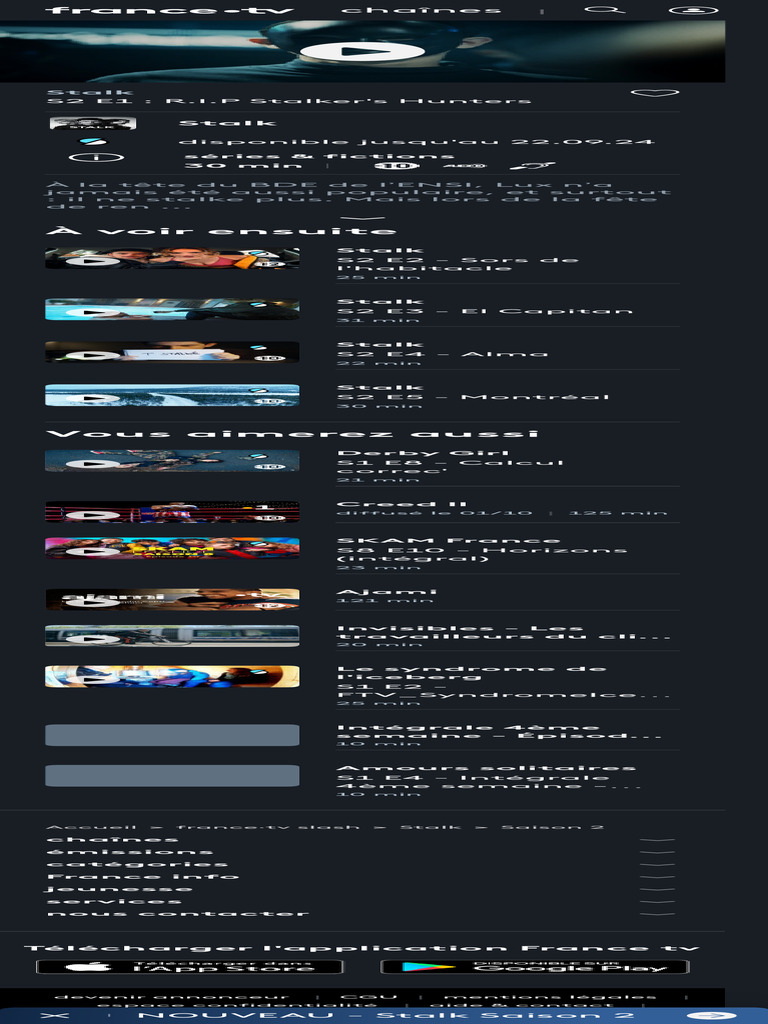 Stalk Saison 2 Épisode 1 en Streaming France TV | PDF