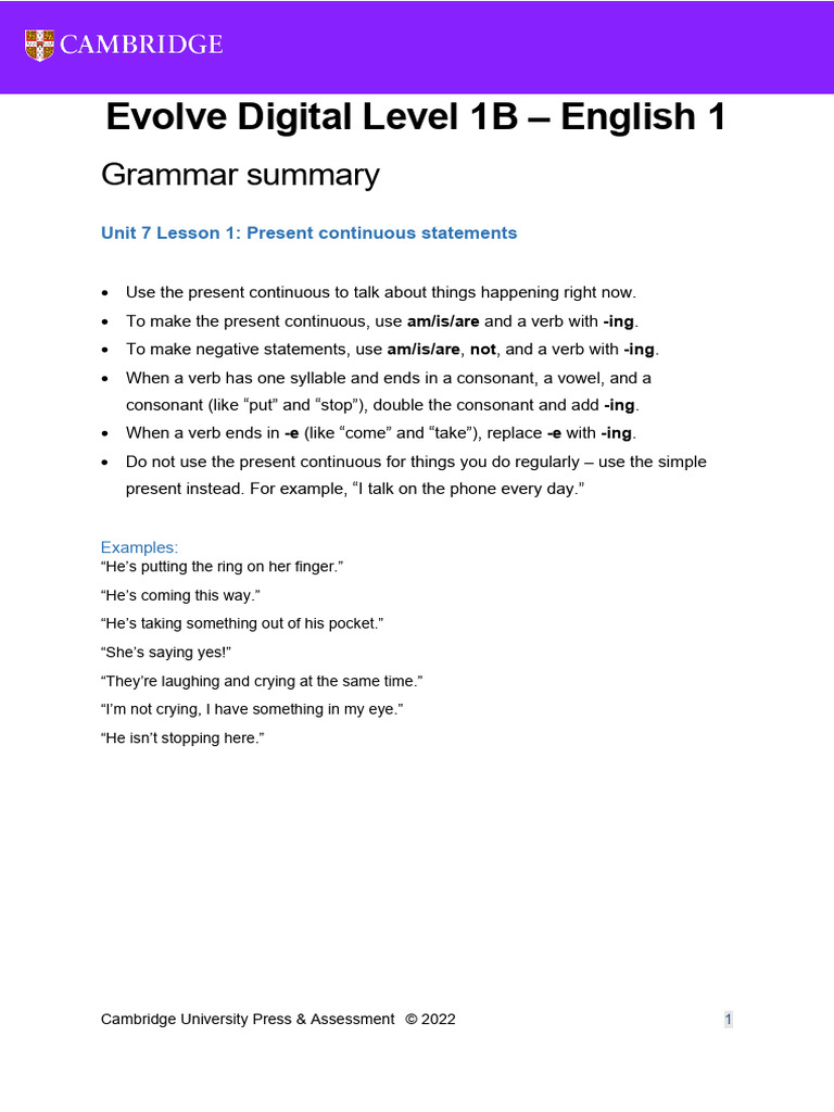 Unit 7 - E1 - Grammar | PDF