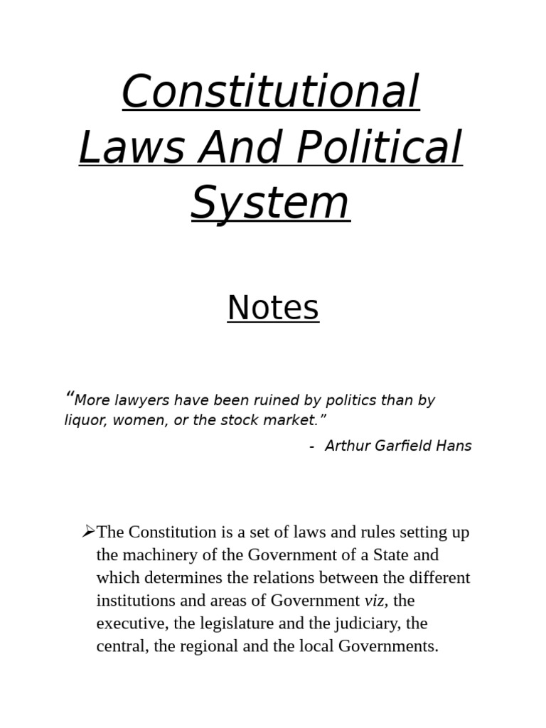 Constitutional Laws and Political System Notes | PDF