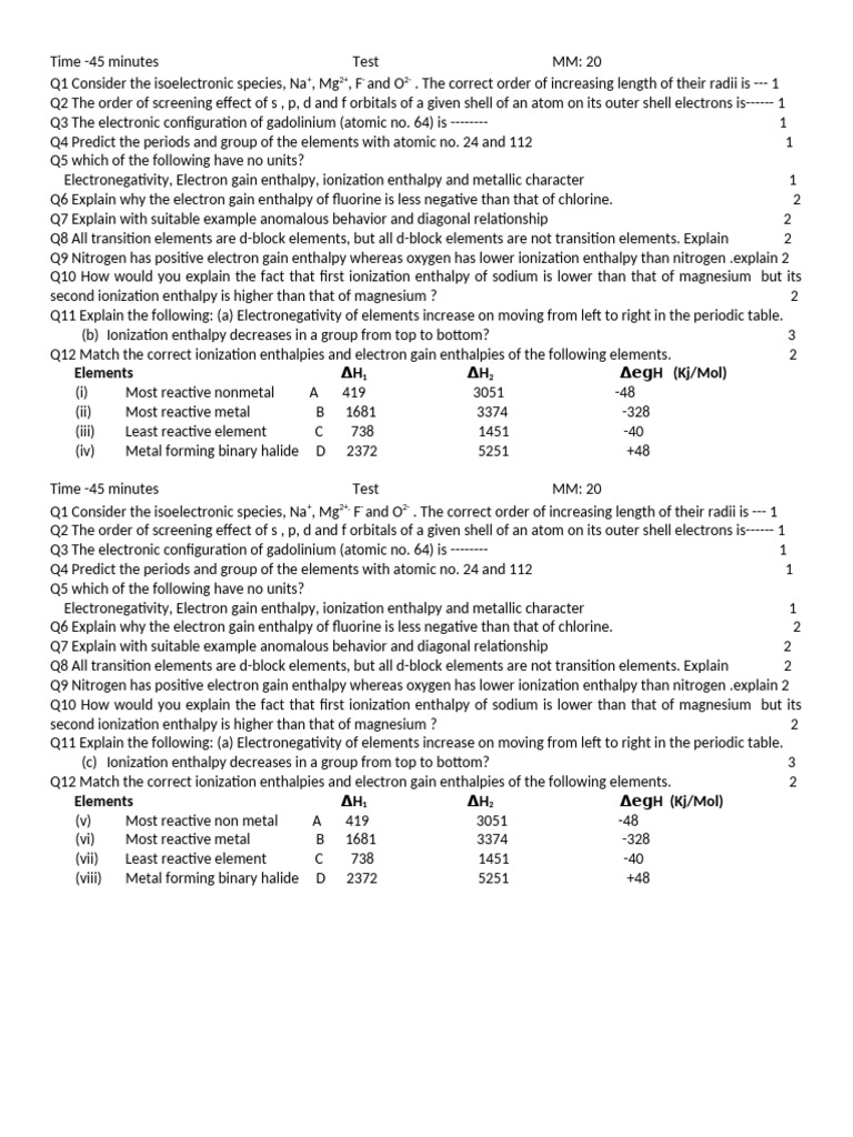 Classification of Elements | PDF
