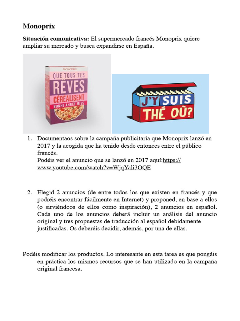 Encargo 2 Monoprix - DEF | PDF