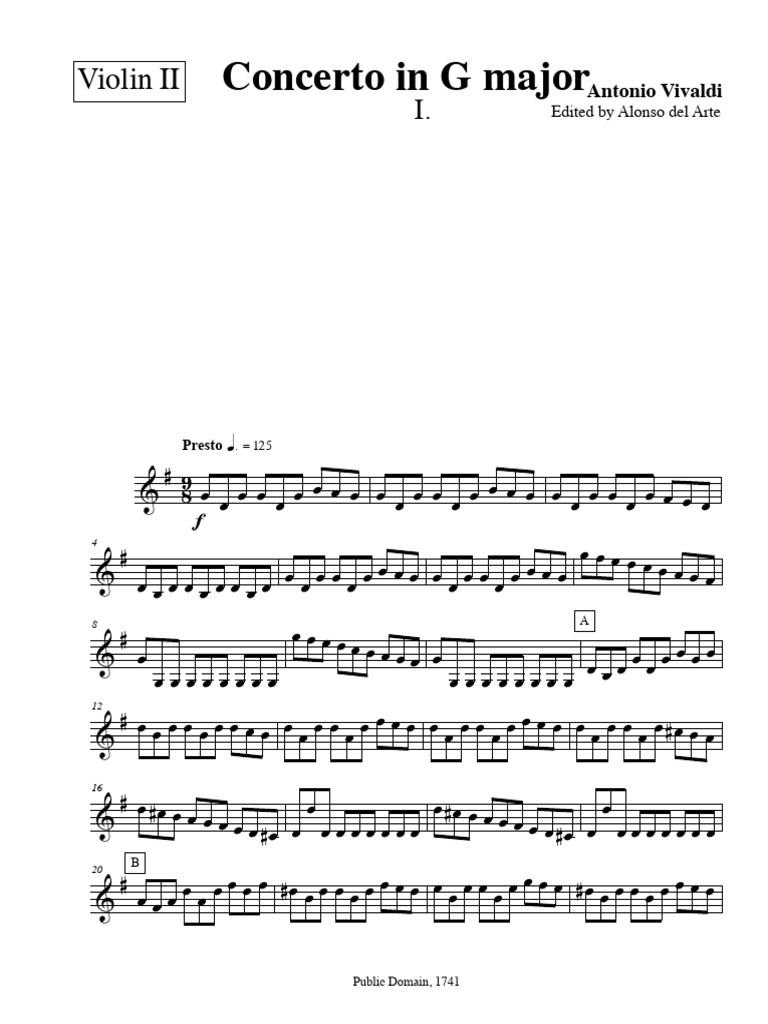 Rustic Concerto in G major - Violin II | PDF