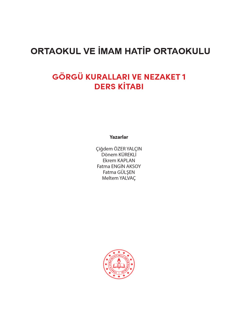 Ortaokul Ve İmam Hatip Ortaokulu: Görgü Kurallari Ve Nezaket Ders Kitabi | PDF