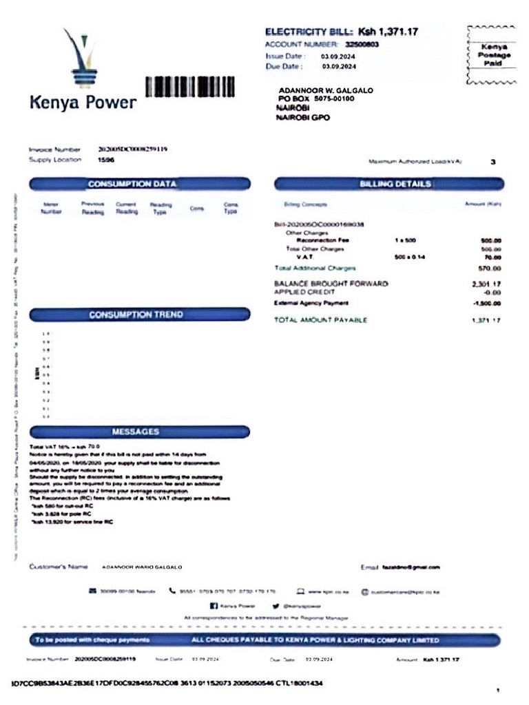 KPLC Bill August 2024 | PDF