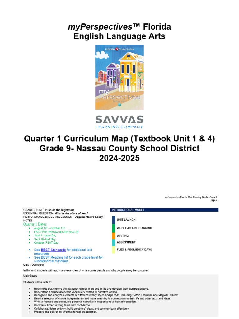 9th English 1 Maps 2024-2025 | PDF