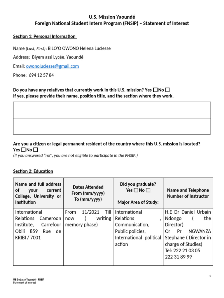 Statement of Interest FNSIP PDS | PDF