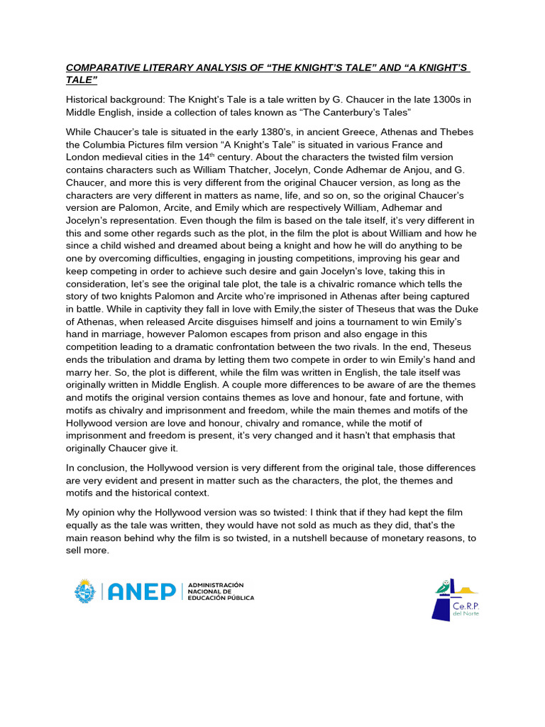 Comparative Literary Analysis Chaucer | PDF | Classics