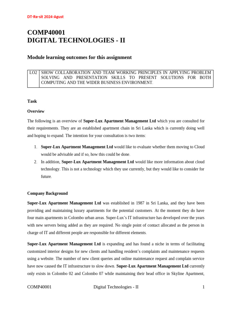 COMP40001 DT-2 GRP Assignment Resit 2024august | PDF