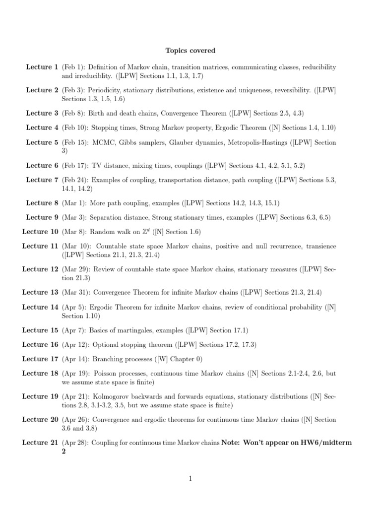 Topics On Stochastic Processes | PDF
