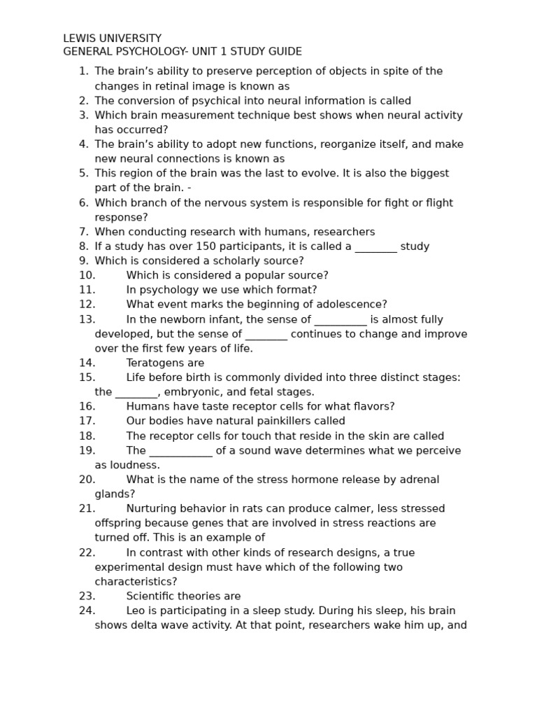 Unit 1 Study Guide | PDF
