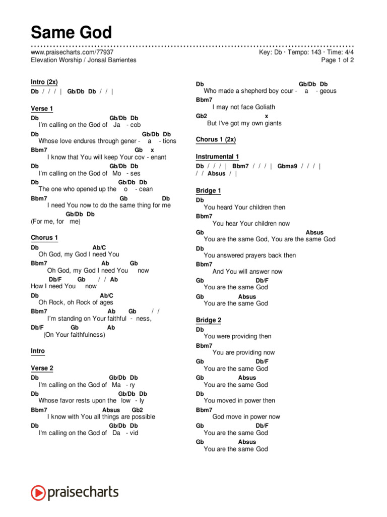 Same God Chord Chart - DB | PDF
