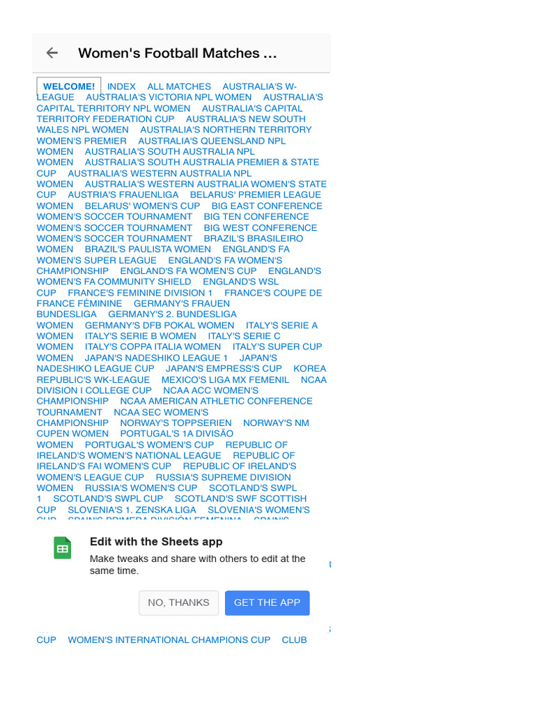 Women's Football Matches Archive - Google Drive | PDF