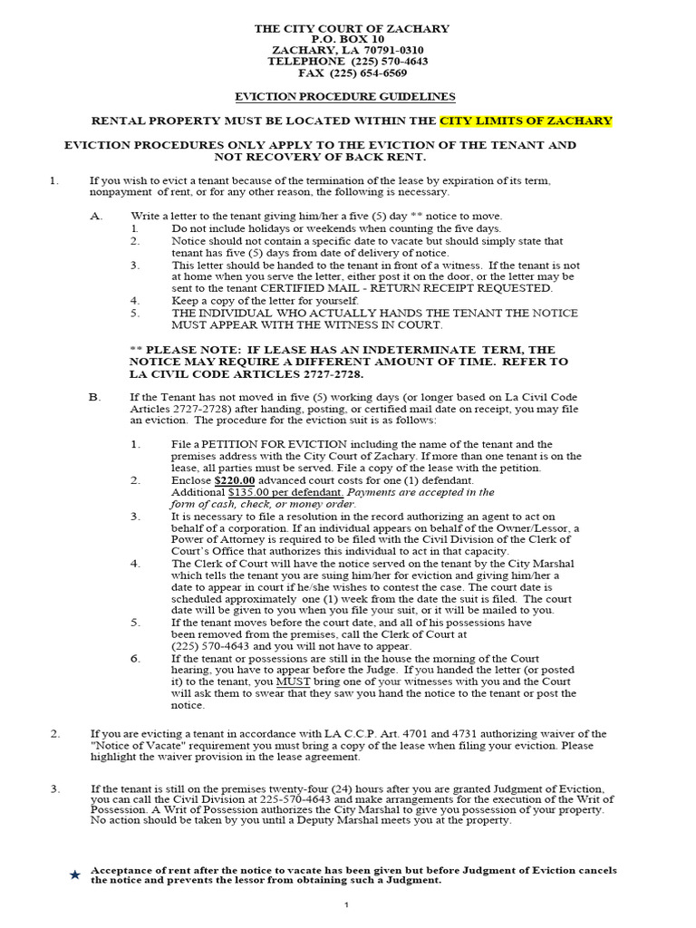 Eviction Information Packet Forms | PDF