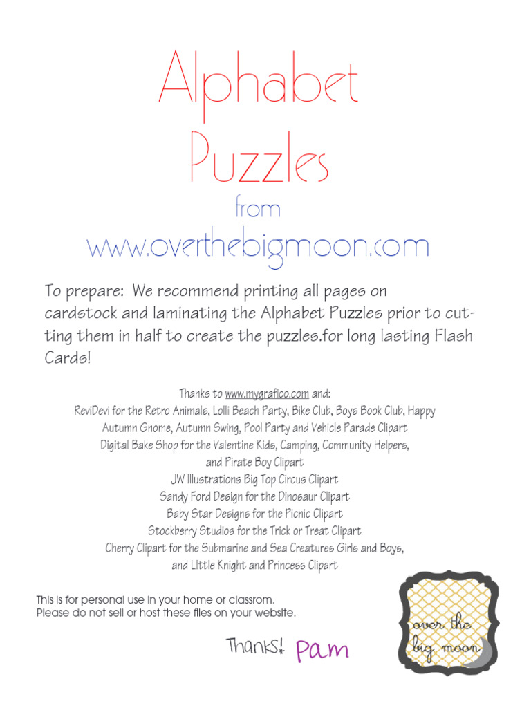 Alphabet Two-Piece Puzzles | PDF