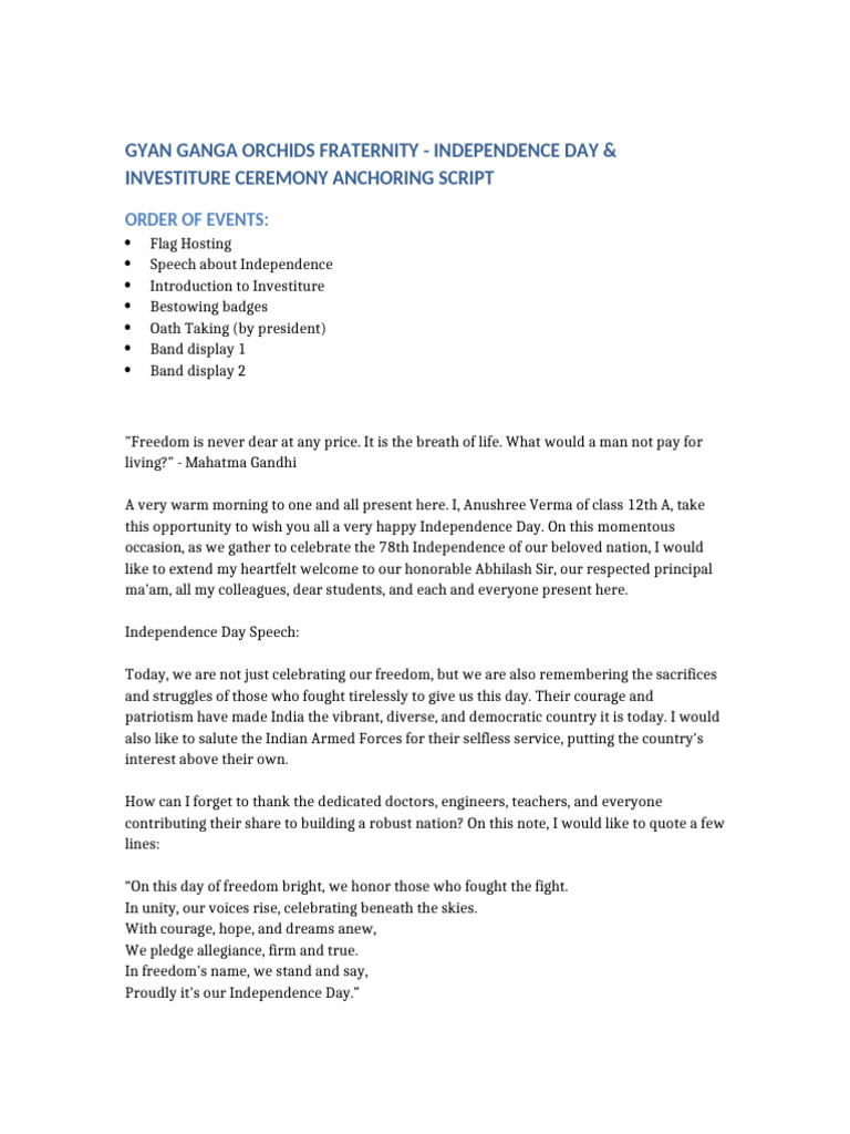 Independence_Day_Investiture_Ceremony_Anchoring_Script | PDF