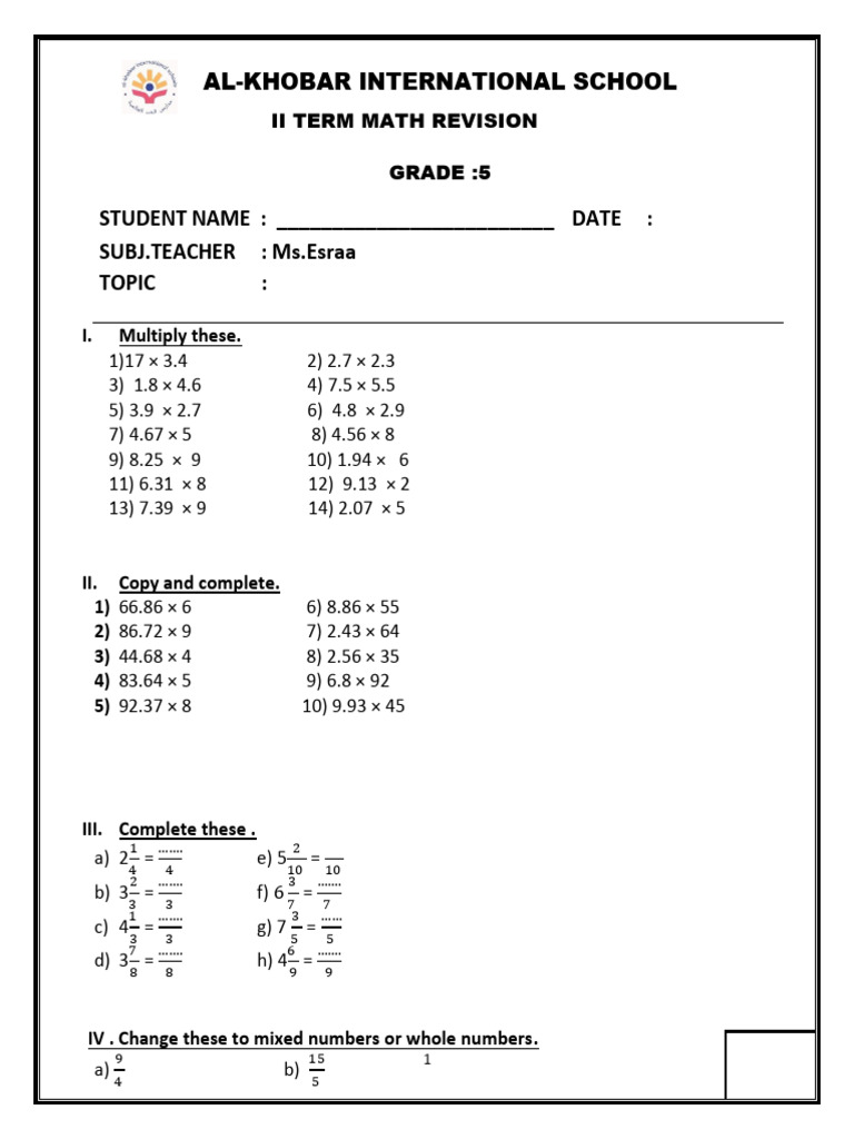 Math Revision 5 Pdf