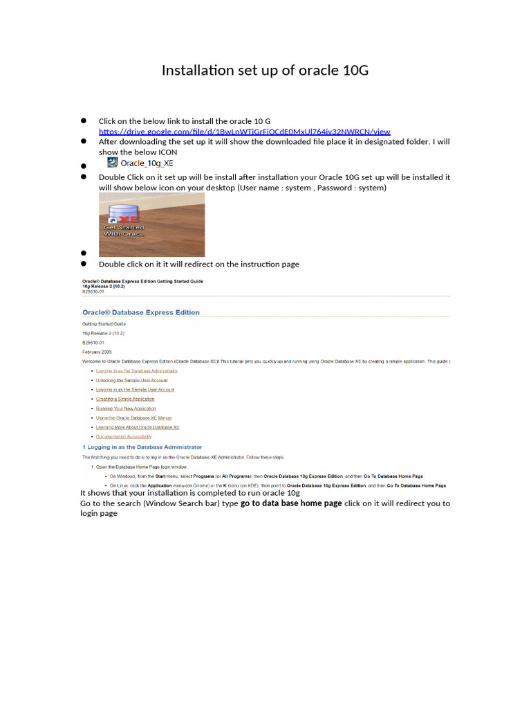 Installation Set Up of Oracle 10G | PDF