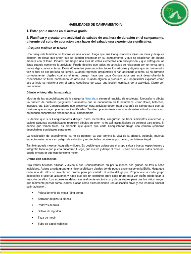 Habilidades de Campamento Iv | PDF