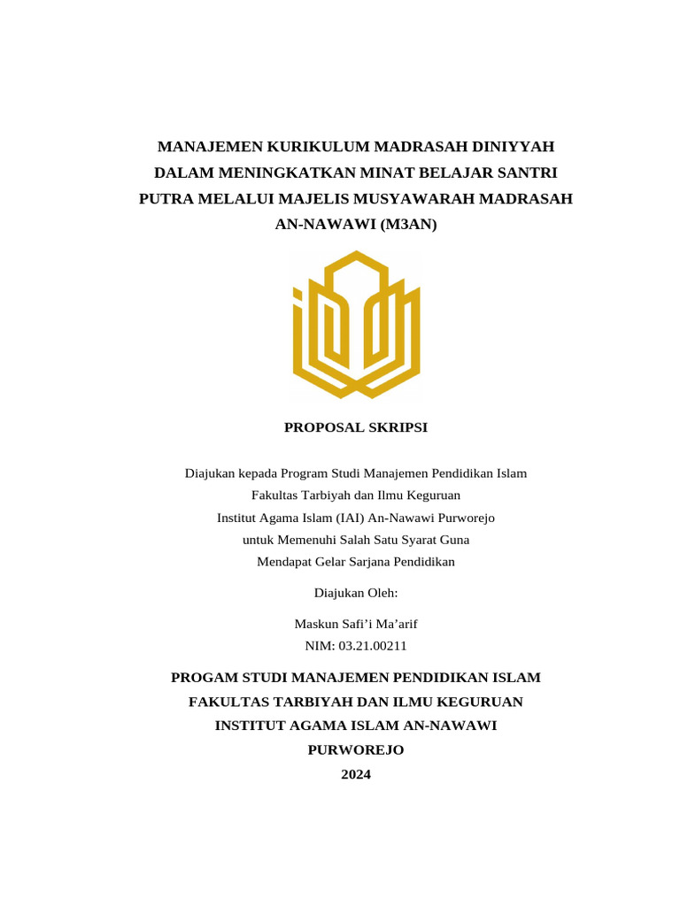 Proposal Maskun Safi'i Ma'arif (MPI A Semester 7) 4 | PDF