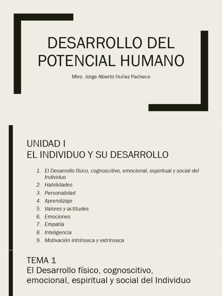 Unidad 1 El Individuo y Su Desarrollo | PDF
