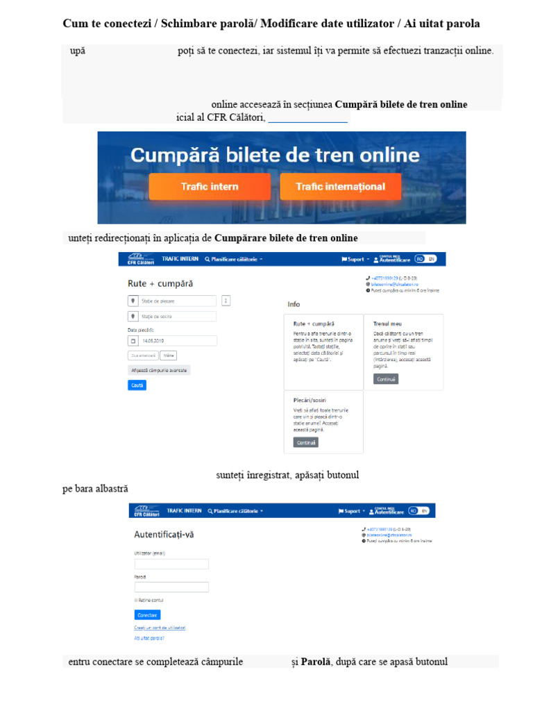Cum Te Conectezi Schimbare Parola Modificare Date Cont | PDF