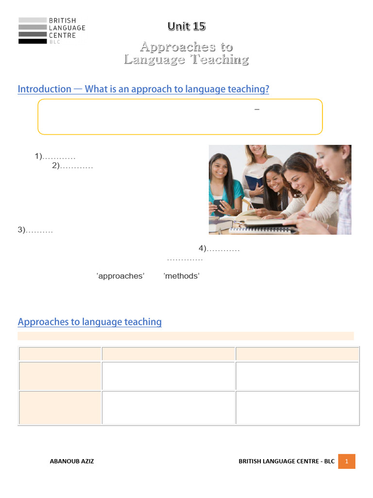 Unit 15 - Approaches To Language Teaching | PDF