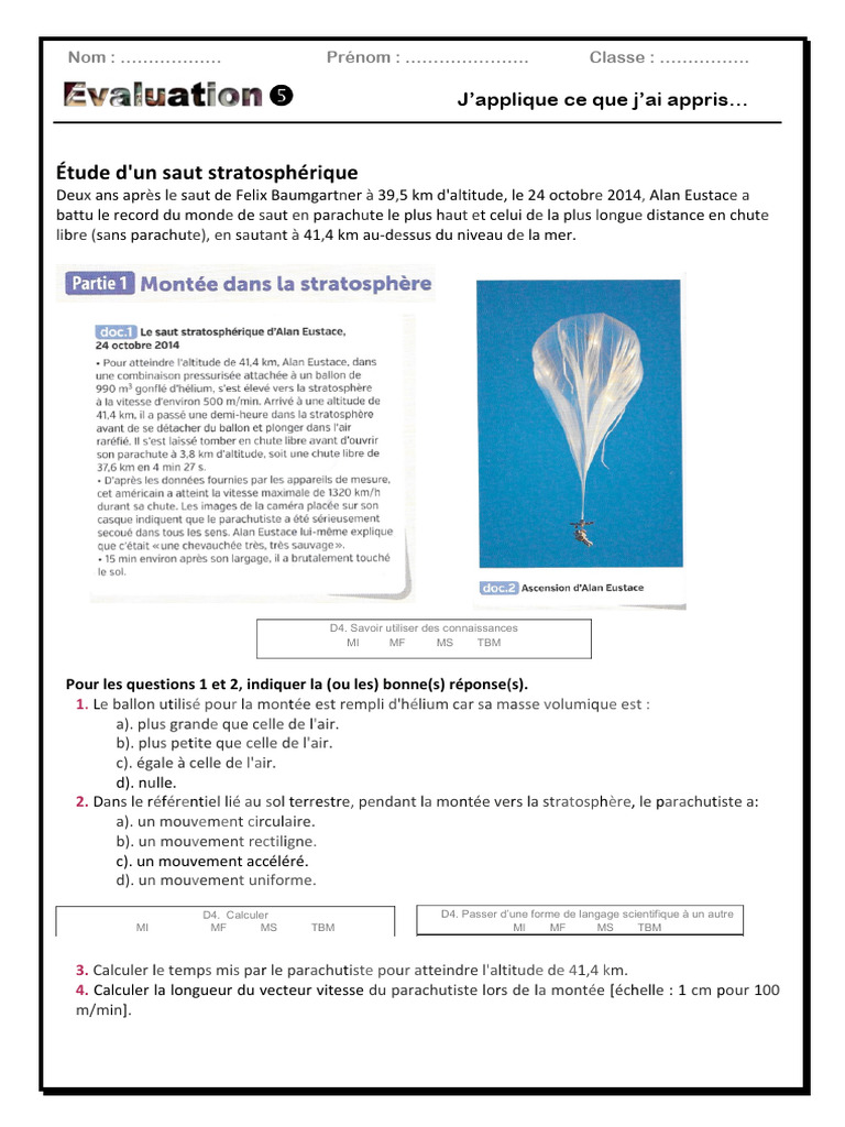 Etude D'un Saut Stratosphérique | PDF