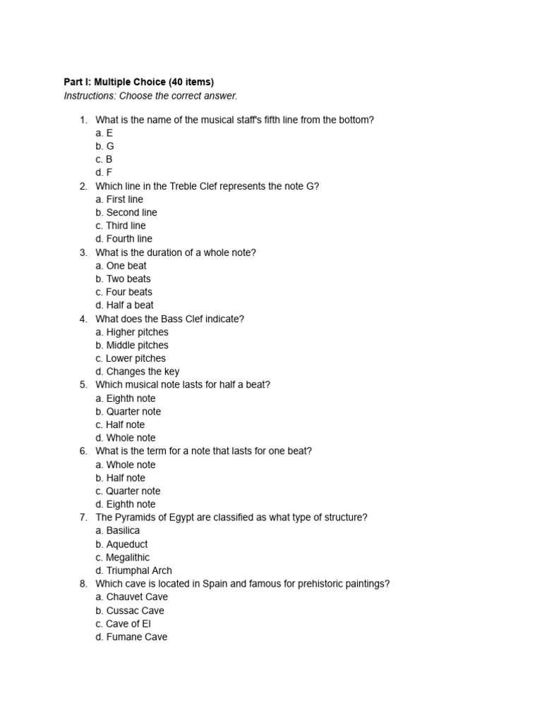 Mapeh Practice Exam | PDF