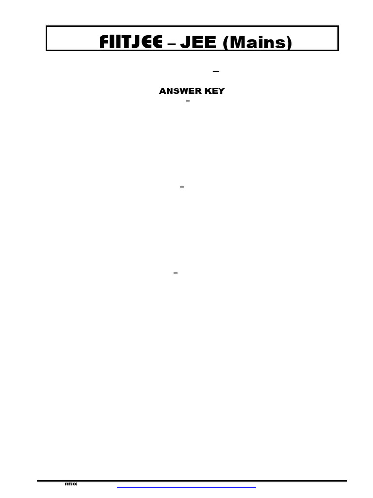 Fiitjee Jee Main 2020 Mock Test-5 Answer | PDF