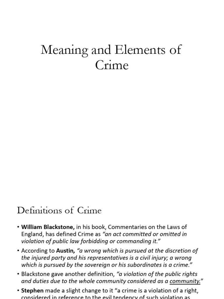 Meaning and Elements of Crime | PDF