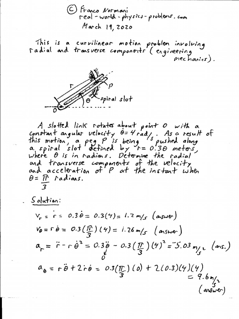 Eng Mechanics Example Prob Kin A2 | PDF