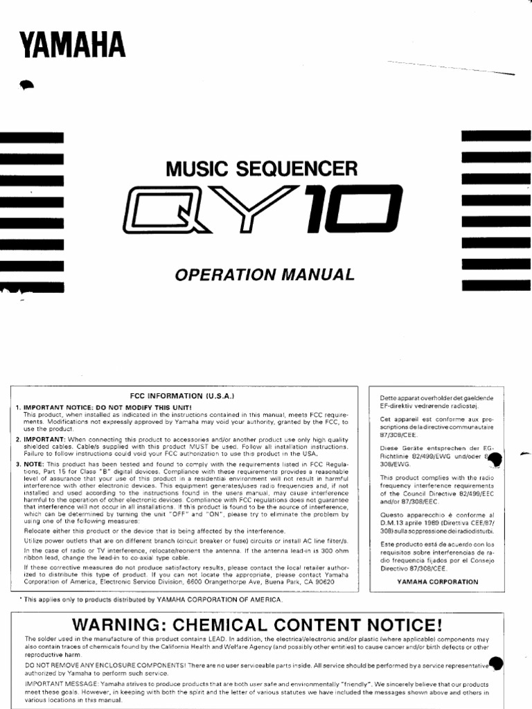 Yamaha Qy10 Manual | PDF