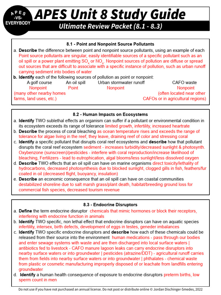 Unit 8 Study Guide Answer Key | PDF