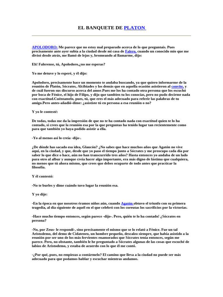 El Banquete de Platon | PDF