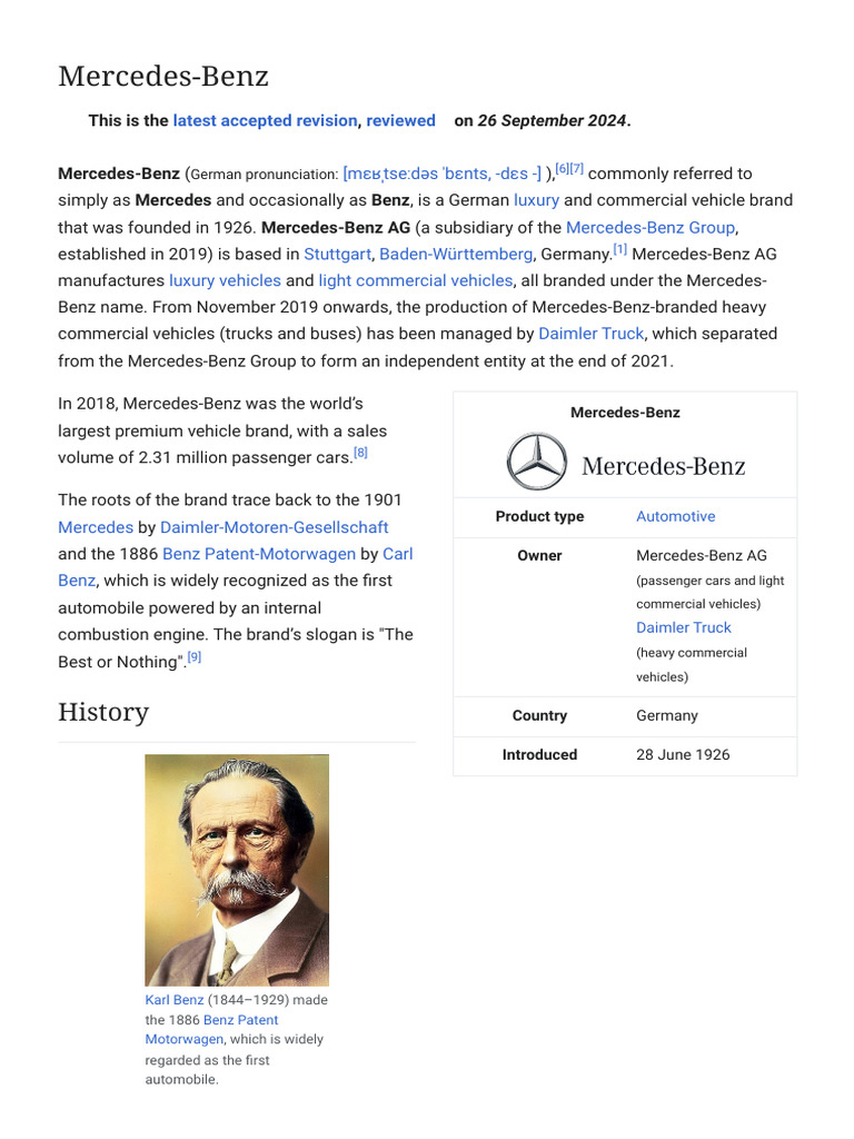 Mercedes Benz Wikipedia | PDF