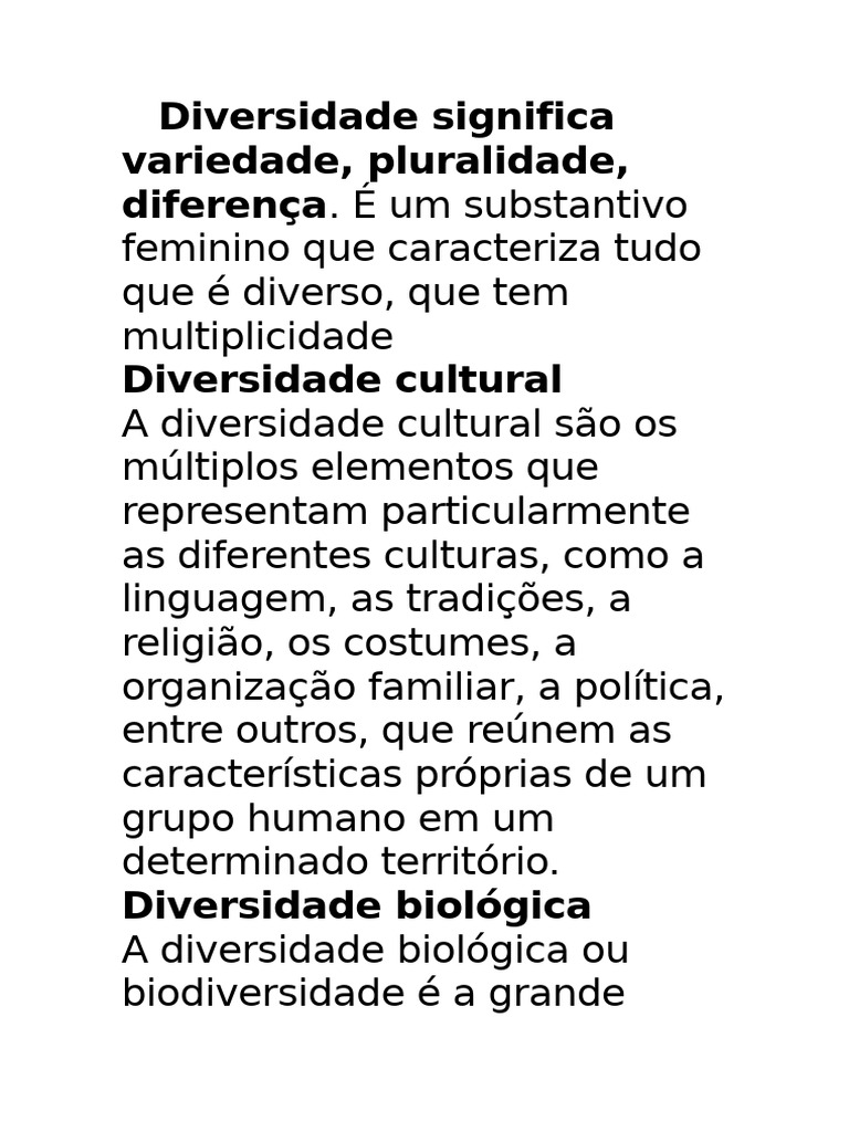 Diversidade significa variedade | PDF