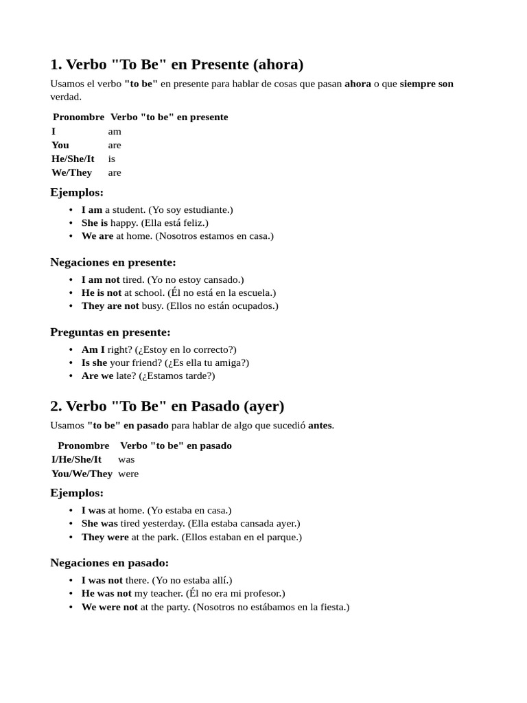 Vert To Be Resumen | PDF