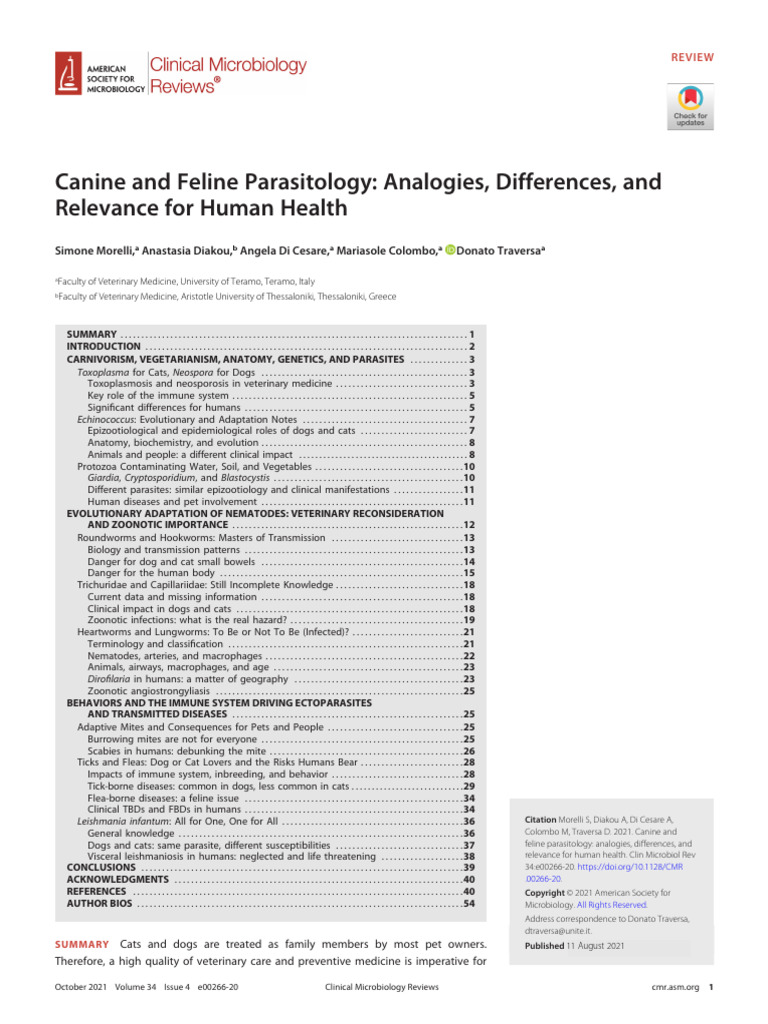 Canine and Feline Parasitology Analogies Differences, and Relevance For ...