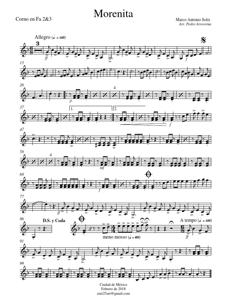 Corno en Fa 2&3 - MORENITA | PDF