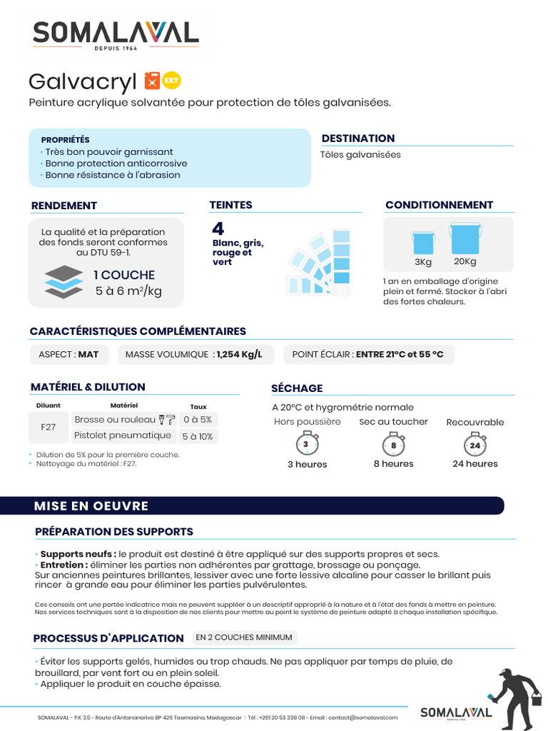 Fiche Technique Galvacryl Somalaval 2022 | PDF
