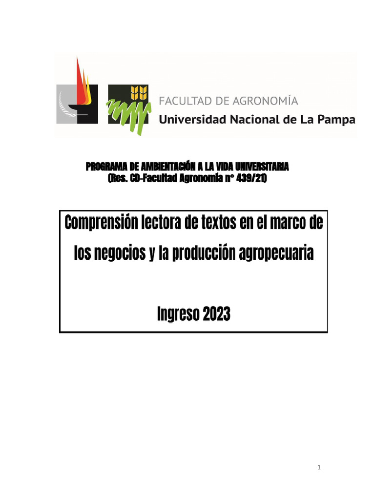 Cuadernillo ComprensiÃ N Lectora Ingreso 2023 | PDF