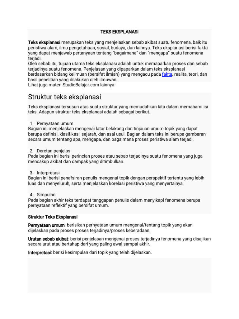 Materi Teks Eksplanasi | PDF