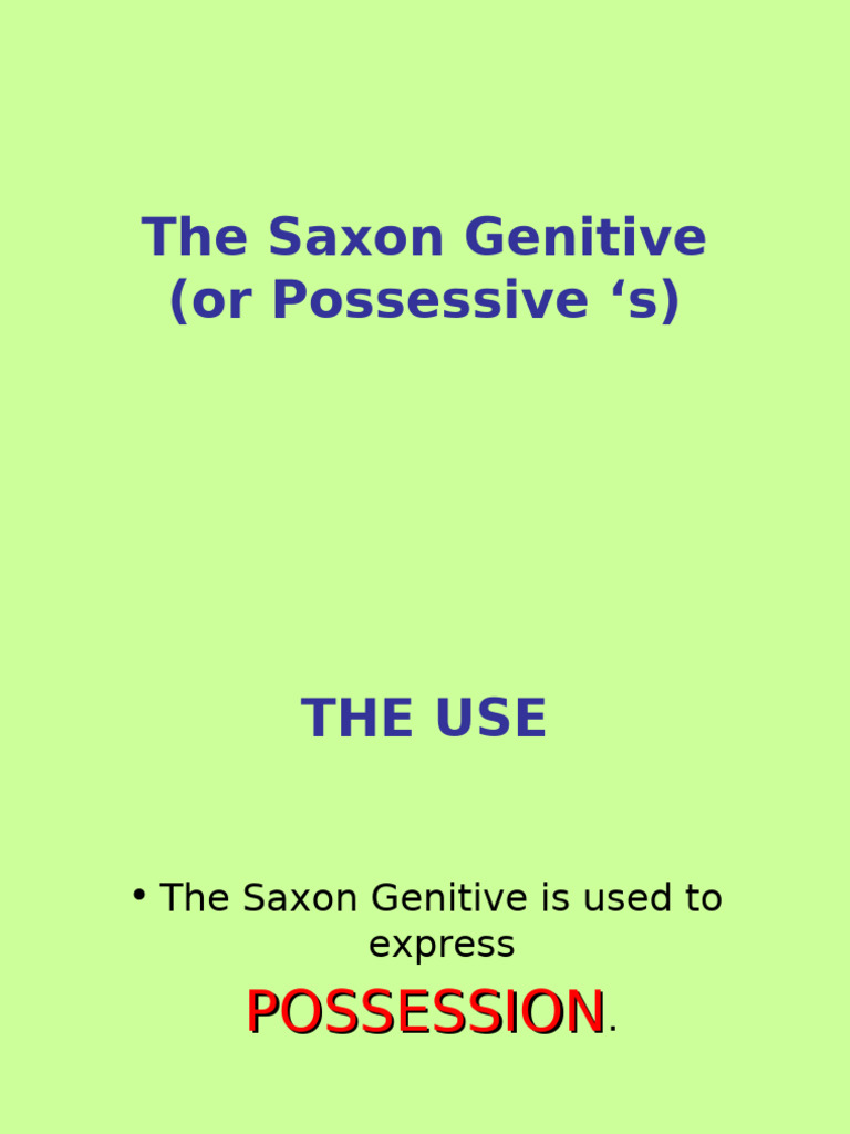 The Saxon Genitive | PDF