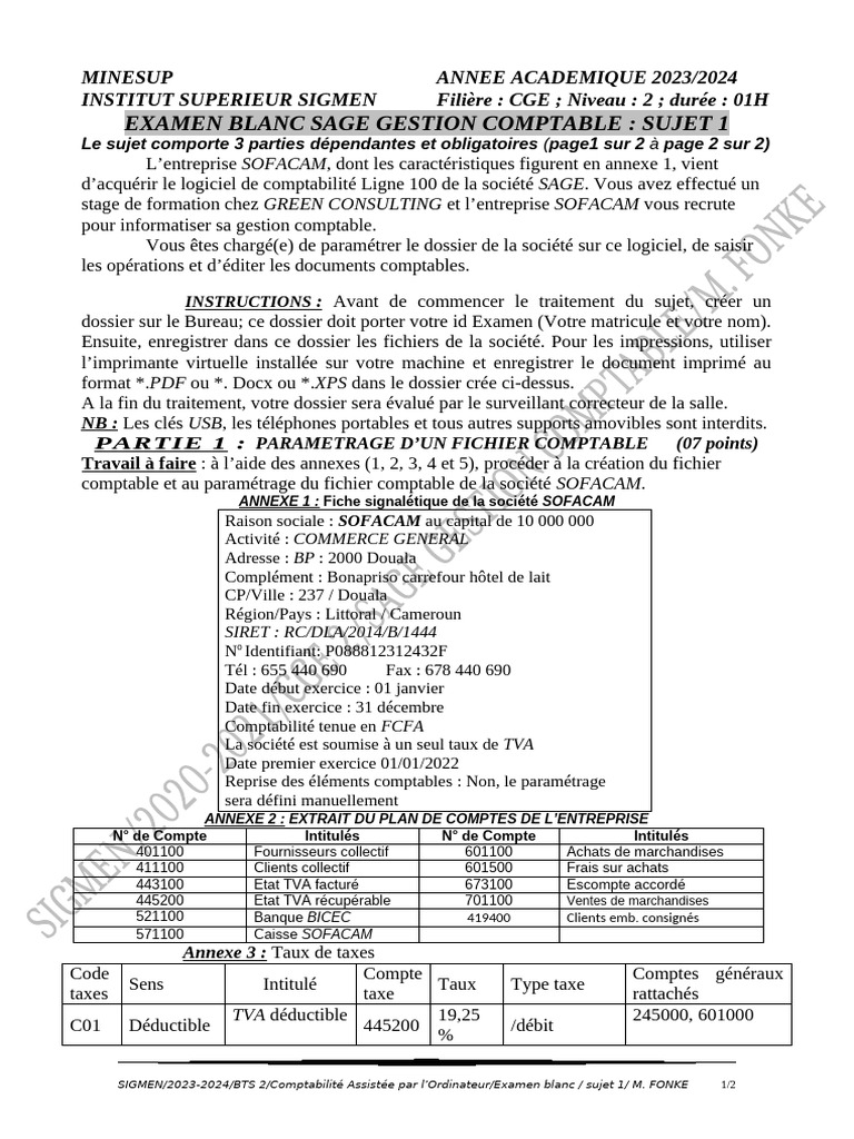 Examen Blanc Cao Sujet 1 | PDF